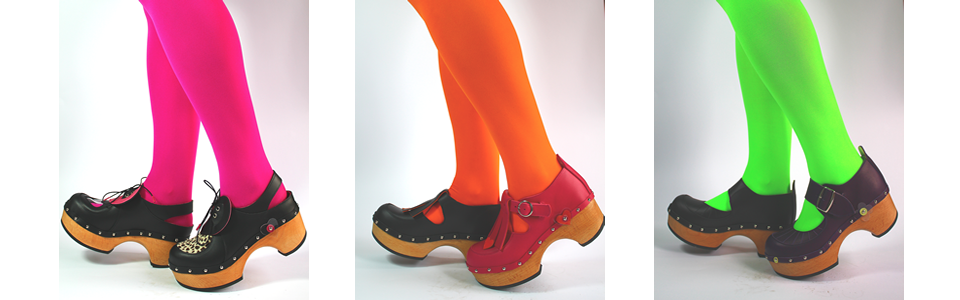 Handmade Clogs Brightly Colored Tights – Jackie Loves Clogs